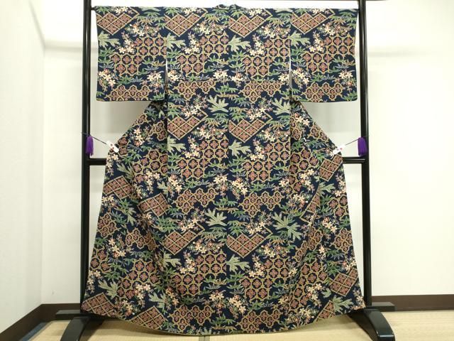 平和屋着物○上質な小紋 吉祥文 鬼しぼ縮緬 正絹 逸品 CAAS0213th