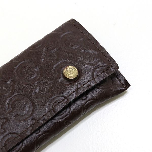 セリーヌ CELINE 扇子 ダークブラウン 専用レザーケース付き セリーヌ CELINE 扇子 ダークブラウン 専用レザーケース付き