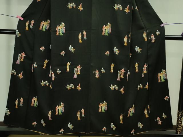 平和屋着物□極上 小紋 人物文 黒地 逸品 DZAA9894kh5 - メルカリ