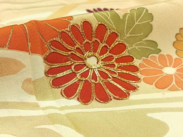 平和屋着物□訪問着 刺繍 芝草花文 暈し染め 金彩 正絹 逸品