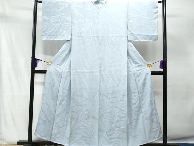 平和屋着物□上質な色無地 枝葉地紋 草色 正絹 逸品 AAAJ9713Abr