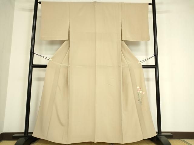 平和屋着物▽上質な色無地 単衣 流水地紋 淡紅藤色 正絹