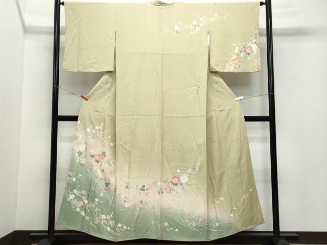 平和屋着物○訪問着 友禅 枝花文 暈し染め 正絹 逸品 CAAZ0960vf