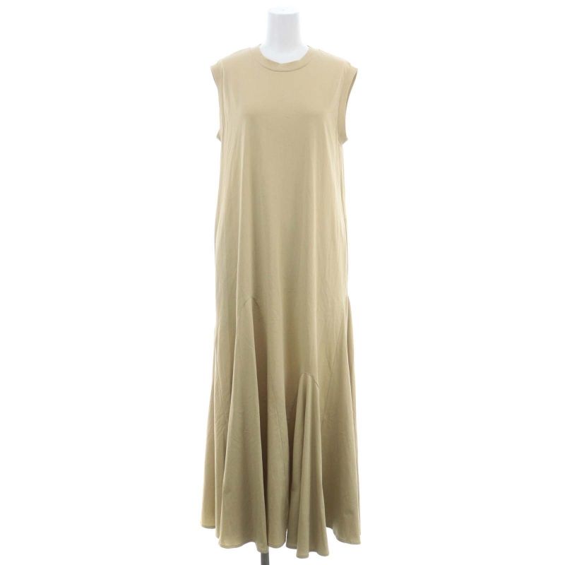 エンフォルド ENFOLD 21SS ノースリーブ コットンフレアワンピース ロング マキシ丈 38 ベージュ /MI OS - メルカリ