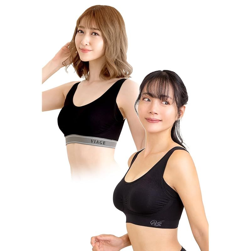 VIAGE (ヴィアージュ) ビューティアップ ナイトブラ 2枚セット (ブラック/ブラックグレー, M-L) 全6サイズ 脇高設計 ノンワイヤー 背面着圧設計 締付け感なし - メルカリ