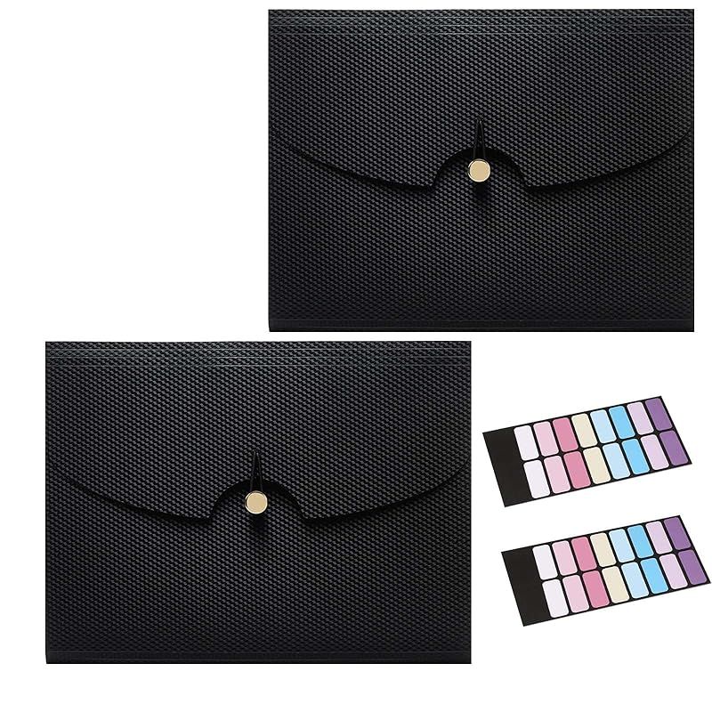 DoocliB 2個入ファイルケース a4 持ち運び 7ポケット A4 拡張ファイルフォルダー アコーディオンファイル 区分けラベル付き ゴムバンドが式 書類収納ボックス 分類収納 薄型 ...