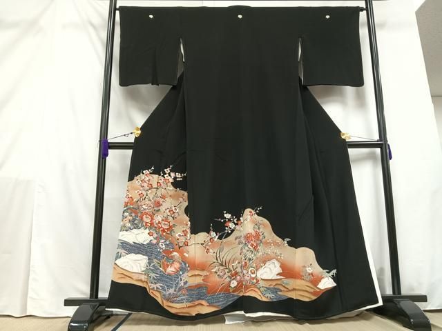 平和屋着物○豪華色留袖 総絞り 刺繍 舞花文 暈し染め 金糸