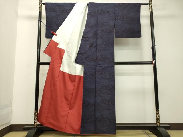 平和屋着物○本場玉結城紬 80亀甲 結織苑 流水風景文 証紙付き 正絹