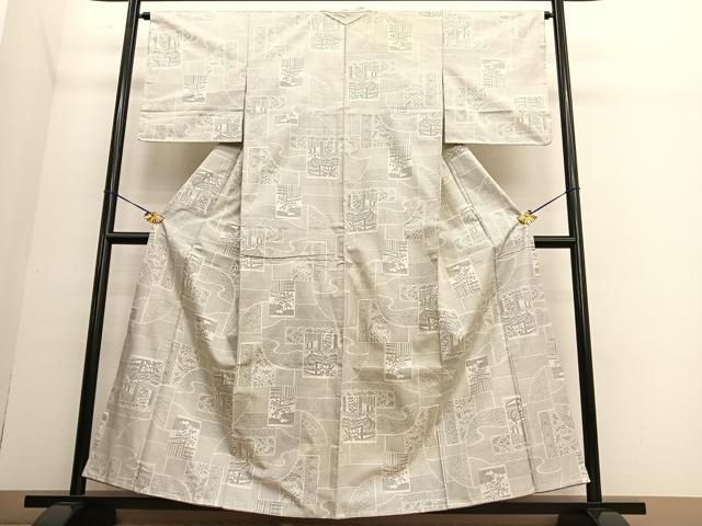 平和屋着物○本場大島紬 白大島 9マルキ 色紙花文 正絹 逸品 AAAU0151np