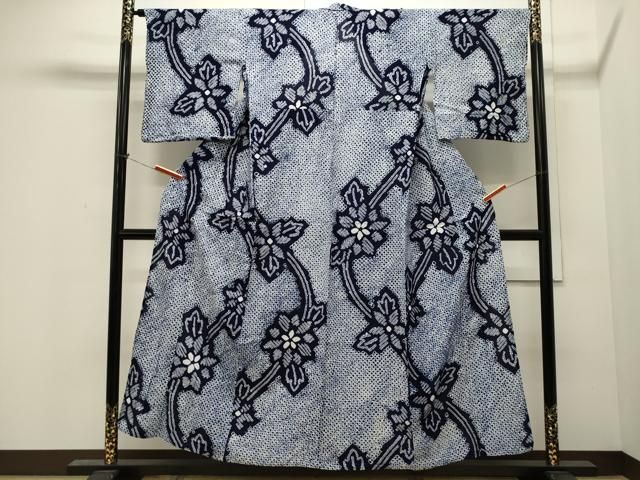 平和屋着物∴夏物 浴衣 有松鳴海絞り 草花文 高島屋扱い 綿 逸品