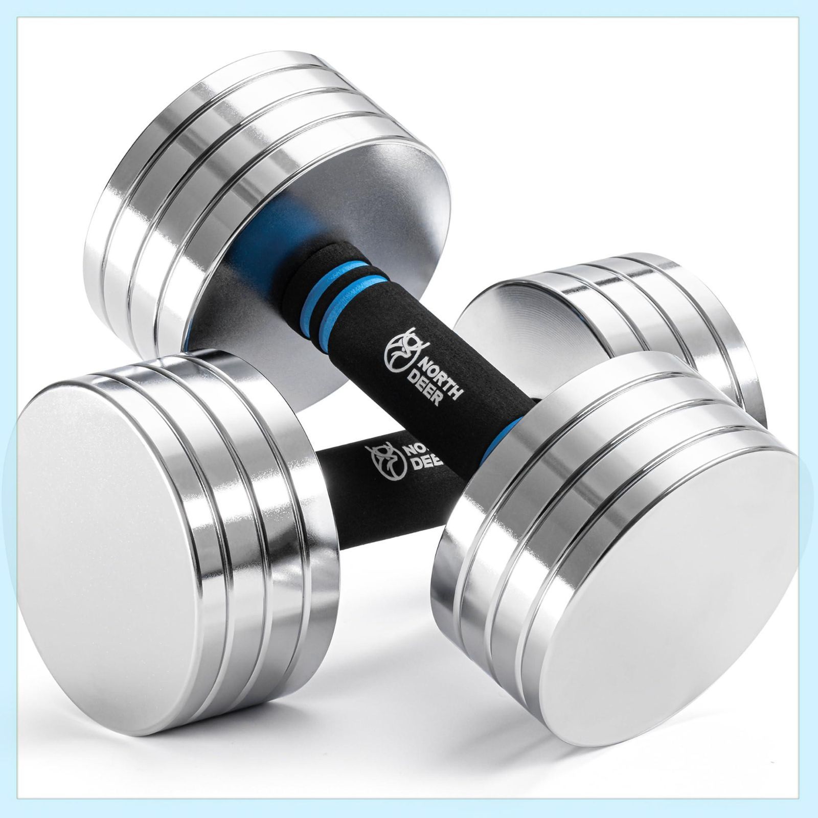 【公式】Northdeer ダンベル 可変式 小型 スチール製 2.5kg 3kg 5kg 5.5kg 7.5kg 8kg 10kg クロームメッキ 家庭用 (サンドブラスト版-シルバー ...
