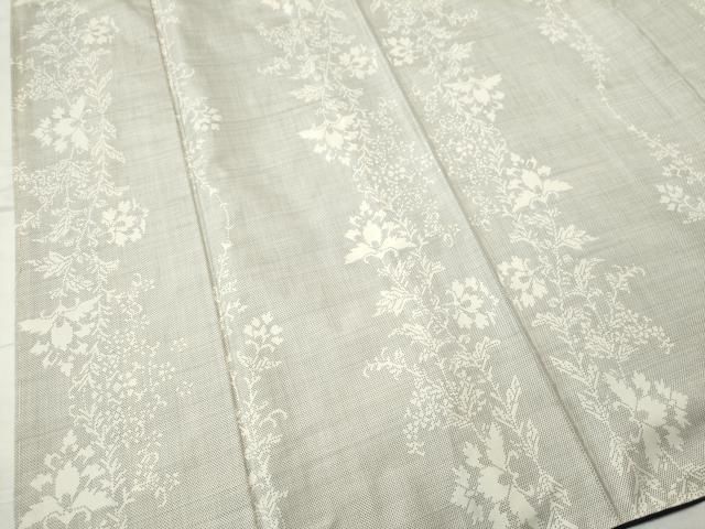 平和屋着物●本場大島紬　白大島　9マルキ　更紗草花文　桑原織物謹製　証紙付き　正絹　逸品　未使用　CAAS6920yc 平和屋着物○本場大島紬 白大島 9マルキ 更紗草花文 桑原織物謹製 証紙