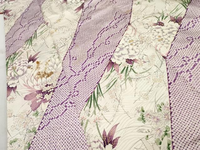 平和屋着物□極上 小紋 草花文 暈し染め 金彩 逸品 CZAA2891s5 平和屋