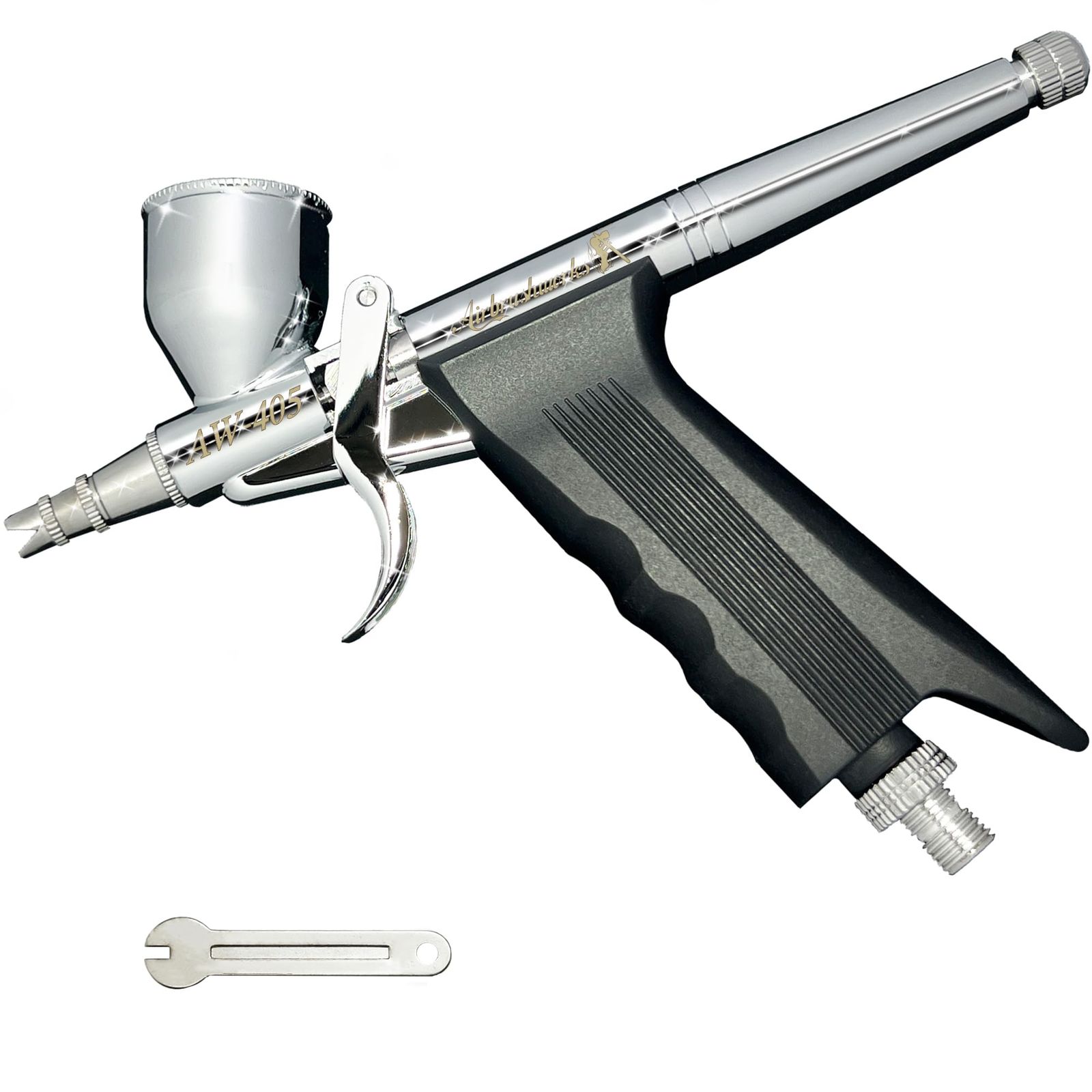 【迅速発送】【エアブラシワークス】 エアブラシAW-4シリーズ AW-405 ノズル口径0.5mm トリガー ダブルアクション ハンドピース ...