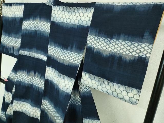 平和屋着物□極上 紬 藍染 市松 逸品 DZAA7621kh5