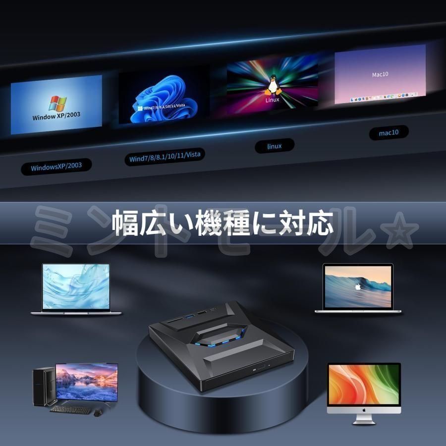 【新品?未使用】 ブルーレイドライブ 外付け ブルーレイプレーヤー 外付け 外付けドライブ USB3.0/Type-Cポート付き CD/VCD ...