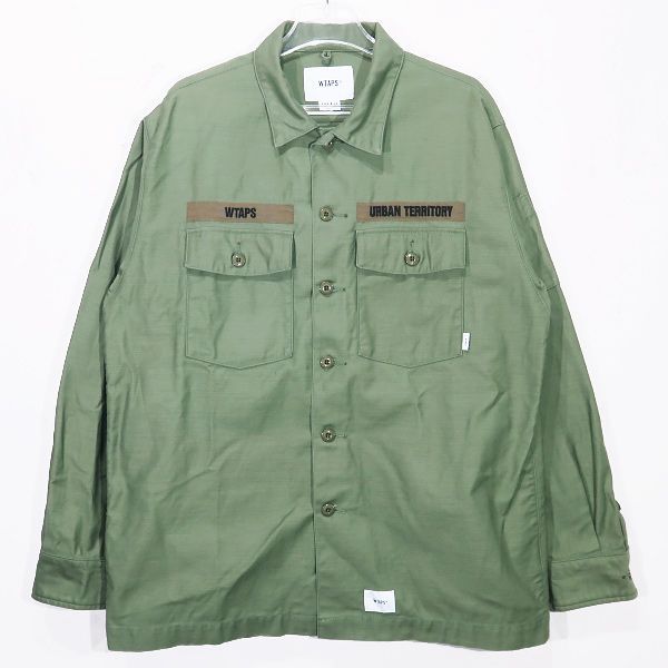 WTAPS ダブルタップス 20AW BUDS/LS/COTTON.SATIN 202BRDT-SHM01 バッツ ロングスリーブ コットン サテン オリーブドラブ ミリタリーシャツ 長袖 ...