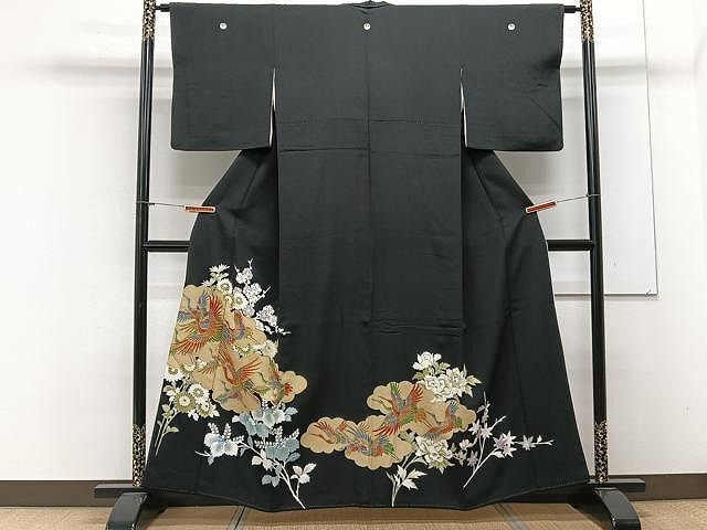 平和屋着物＃羽織 総絞り 雲重ね文 黒地 正絹 逸品 BAAU0064gt