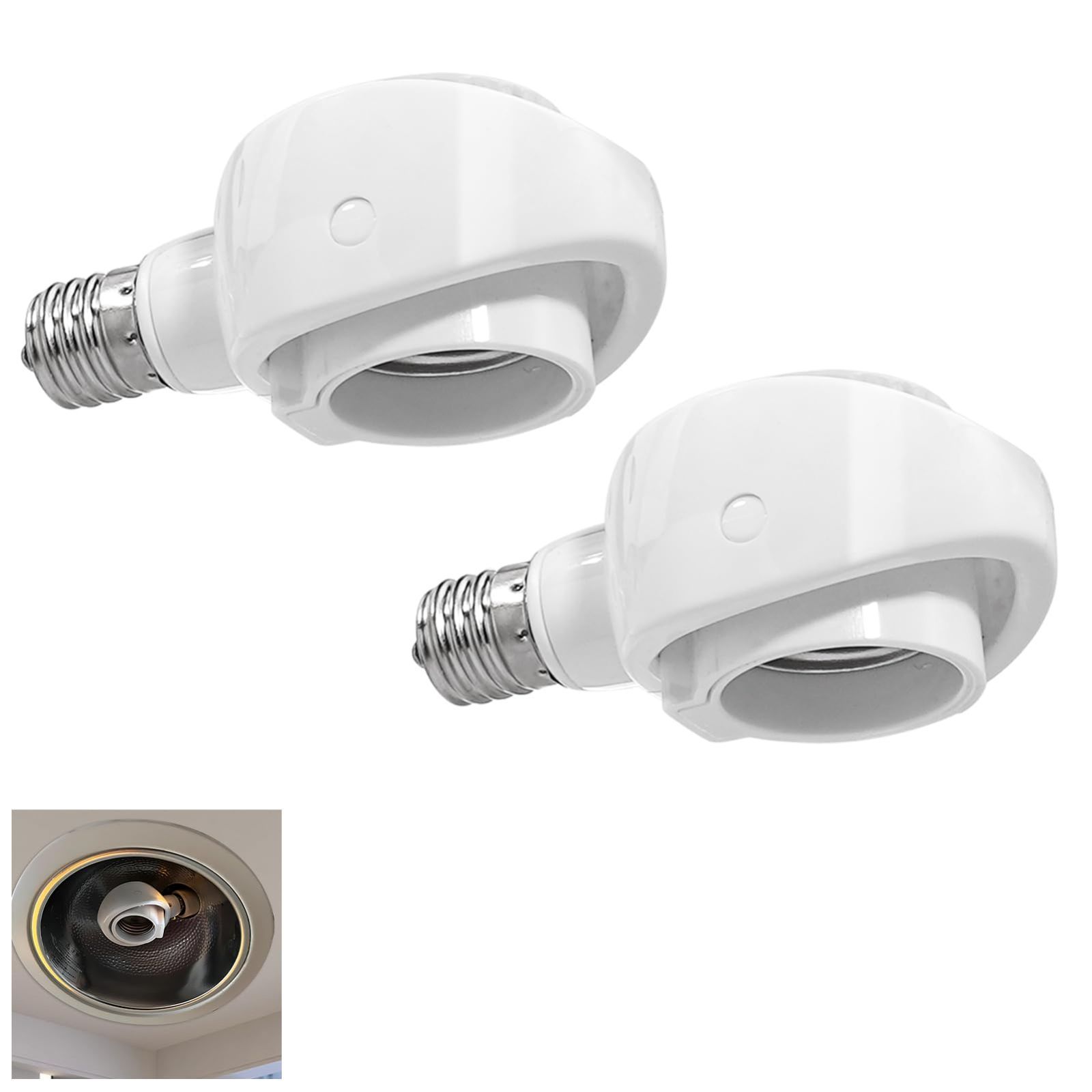新品 Aiwode，E17→E26変換ソケット 可動，角度の可変式ソケット，E26 LED電球専用，斜め付けダウンライトに直下方向に取付可能，センサーが十分に展示されていて，AC100V ，2 ...