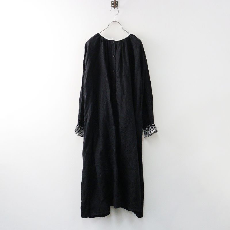 サマンサモスモス Samansa Mos2 SM2 × kazumi 袖口刺繍リネンワンピース F/ブラック 2way 前後着 ギャザー フレア【2400014332339】 - メルカリ