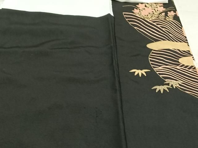 平和屋着物□豪華黒留袖 駒刺繍 扇面花文 金彩 正絹 逸品 AAAM6290sa