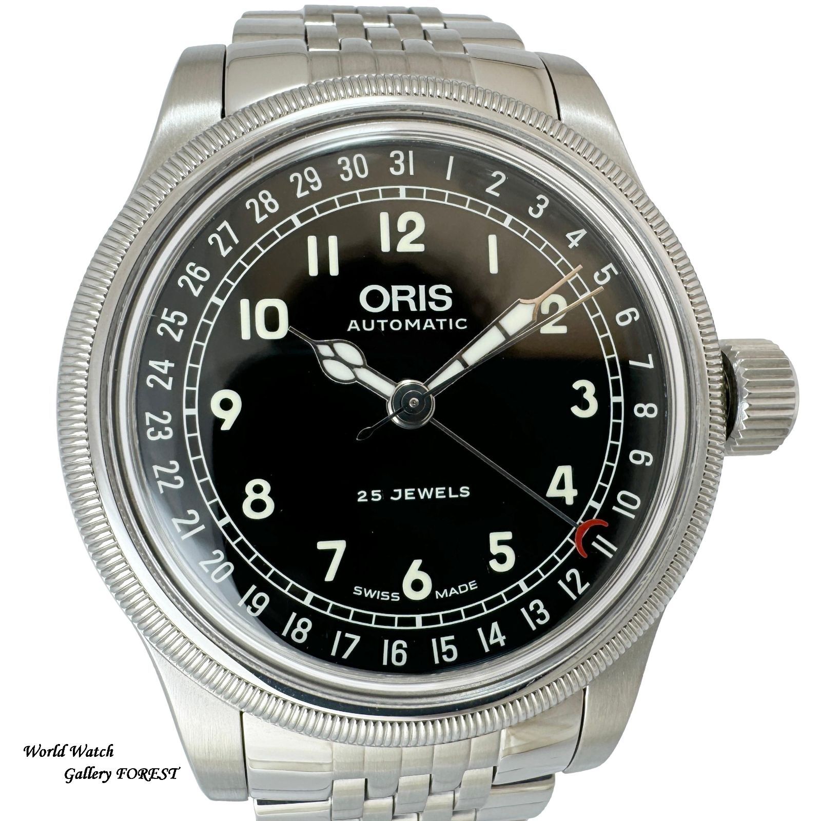 【オリス ORIS☆ビッグクラウン☆ポインターデイト】01 754 7543 4064 中古 メンズ腕時計 自動巻き ブラック文字盤☆Aランク ...