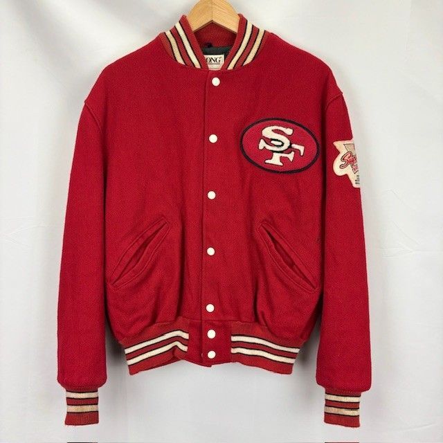 Delong NFL OFICIAL 49ers SUPER BOWL パッチ レタージャケット スタジャン MADE IN USA サイズ ...