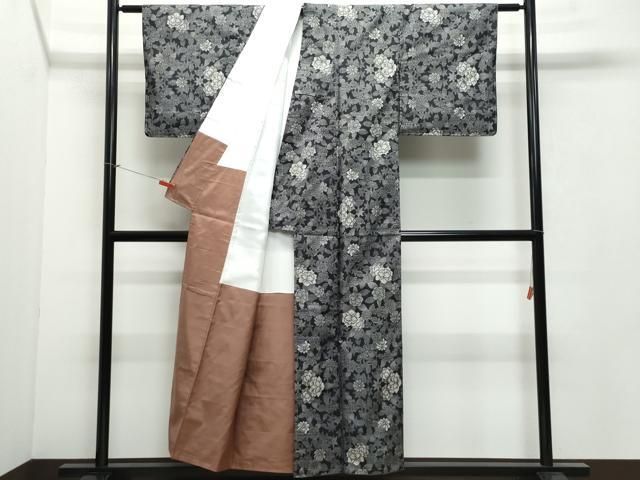 平和屋着物○本場大島紬 カタス7マルキ 草花文 正絹 逸品 未使用