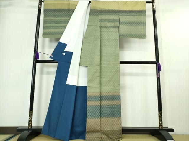 平和屋本店□超希少 日本工芸会正会員 秋山眞和 綾の手紬 訪問着 手織