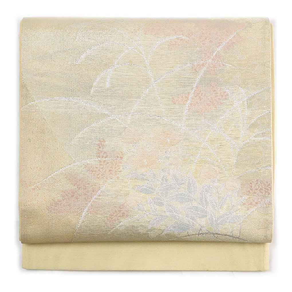 袋帯 幅31cm 長さ457cm レディース 花柄 夏用 正絹（シルク）ベージュ地 やや難 リサイクル リメイク リユース【呉服のきくや】 - メルカリ