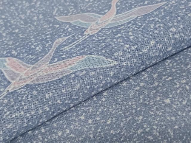 平和屋着物＊夏物 小紋 絽 飛鶴文 洗える着物 未使用 AAAZ2054st