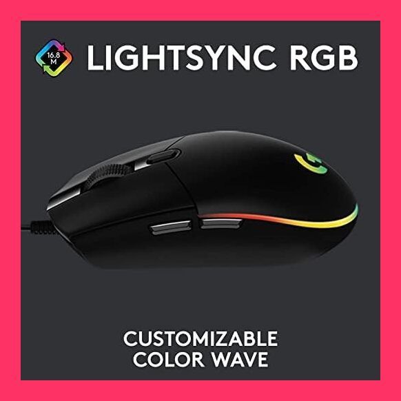 【スタッフおすすめ！】Logitech G ゲーミングマウス 有線 G102 LIGHTSYNC RGB 6個プログラムボタン 85g軽量 G102-BK （Logitech G102 IC ...