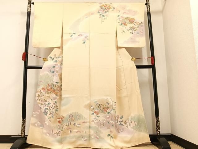 平和屋本店□極上 創業460年・千總 訪問着 駒刺繍 松竹梅鴛鴦