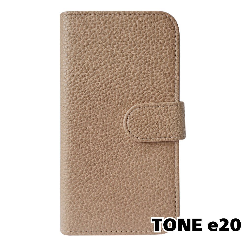 【新品未使用】 TONE e20 トーンe20 手帳型スマホ ケース シボ型押し PUレザー (カバー色グレージュ) 無地 ベージュ くすみ ニュアンスカラー シンプル おしゃれ カード収納 ...