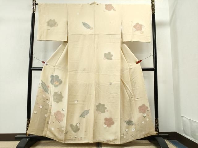 平和屋着物●訪問着　駒刺繍　吹き寄せ舞花文　暈し染め　鬼しぼ縮緬　正絹　逸品　CAAS7478yc 平和屋着物○訪問着 駒刺繍 吹き寄せ舞花文 暈し染め 鬼しぼ縮緬 正絹