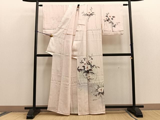 平和屋着物▽中嶋まさひろ 蝋彩染作家 訪問着 単衣 手描き 草花