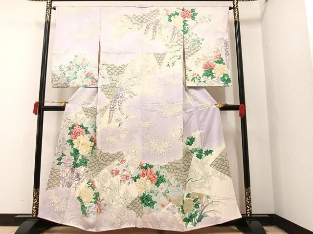 平和屋着物□訪問着 草花文 暈し染め 正絹 逸品 BAAU3586hj