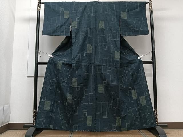 平和屋着物●結城紬　80亀甲　風景草花文　正絹　逸品　CAAT6913vf 平和屋着物○結城紬 80亀甲 風景草花文 正絹 逸品 CAAT6913vf