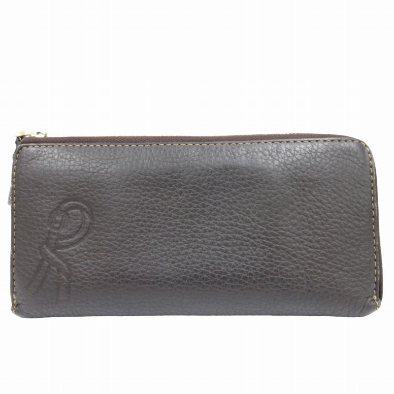 ロベルタディカメリーノ Roberta di Camerino 長財布 ウォレット レザー ロゴ型押し 茶 ブラウン /FF 0819 WY ...