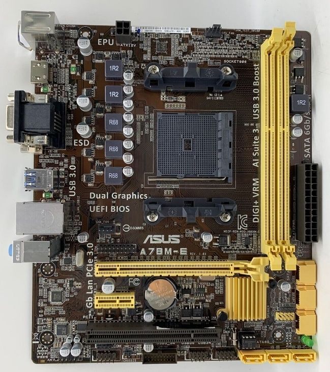 ASUS A78M-E AMD A78 DDR3 SATA3 HDMI DVI-D VGA Audio M-ATX Motherboard ...