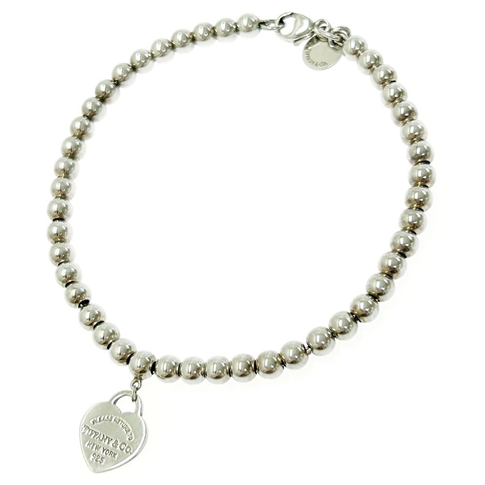 【中古】TIFFANY&Co. ティファニー シルバー リターントゥ ハートタグ ボールチェーン ブレスレット 5.6g ピンク 925刻印 ...