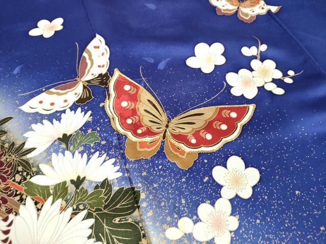 平和屋着物○豪華振袖 駒刺繍 舞蝶花文 暈し染め 金彩 正絹 逸品