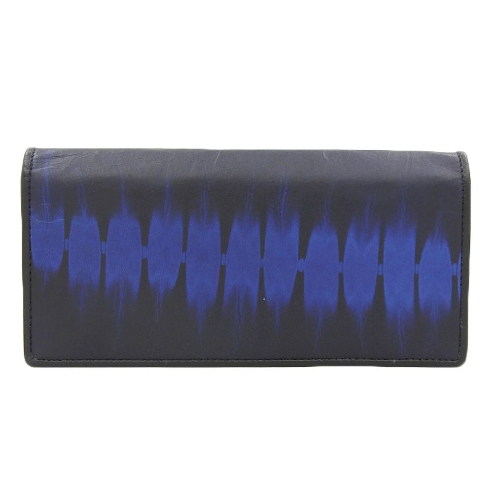 箱付超美品 イッセイミヤケ ISSEY MIYAKE 2016年商品 TIE DYE タイダイレザー ウォレット 二つ折り長財布 小銭 紺 超 ...