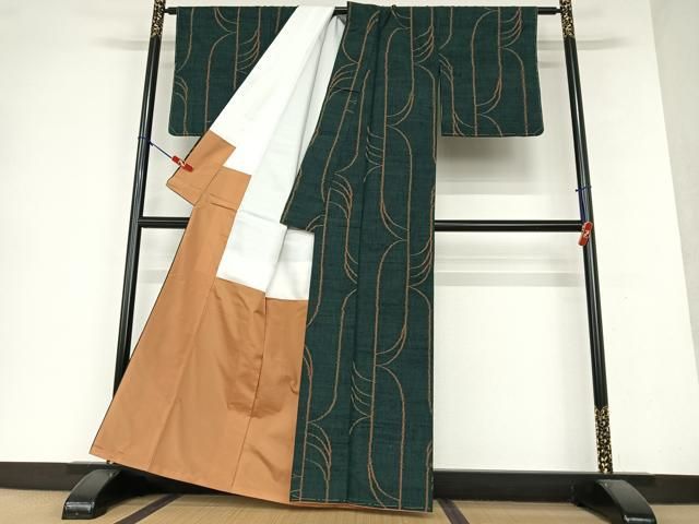 平和屋着物○上質な紬 変わり縞 正絹 逸品 未使用 AAAY0087zg