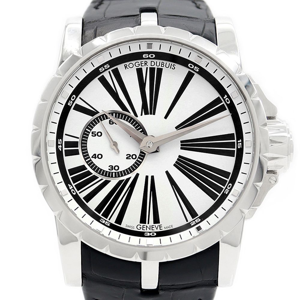 内部点検済 ROGER DUBUIS ロジェデュブイ エクスカリバー45 世界888本限定 EX45-77-90-00 01R00 裏スケ 50m防水 白 ホワイト SS ステンレス 純正 ...