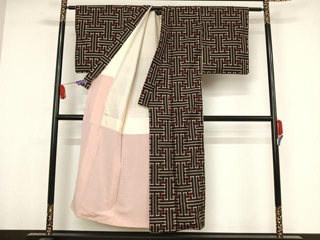 平和屋着物▽本場大島紬 龍郷絣 秋名バラ 単衣 正絹 逸品 DAAS0126az