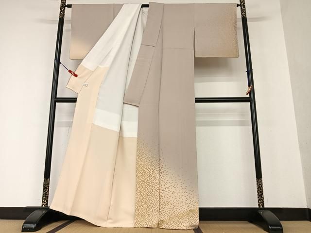 平和屋着物○訪問着 舞葉文 暈し染め 金彩 ますいわ屋扱い 正絹 逸品