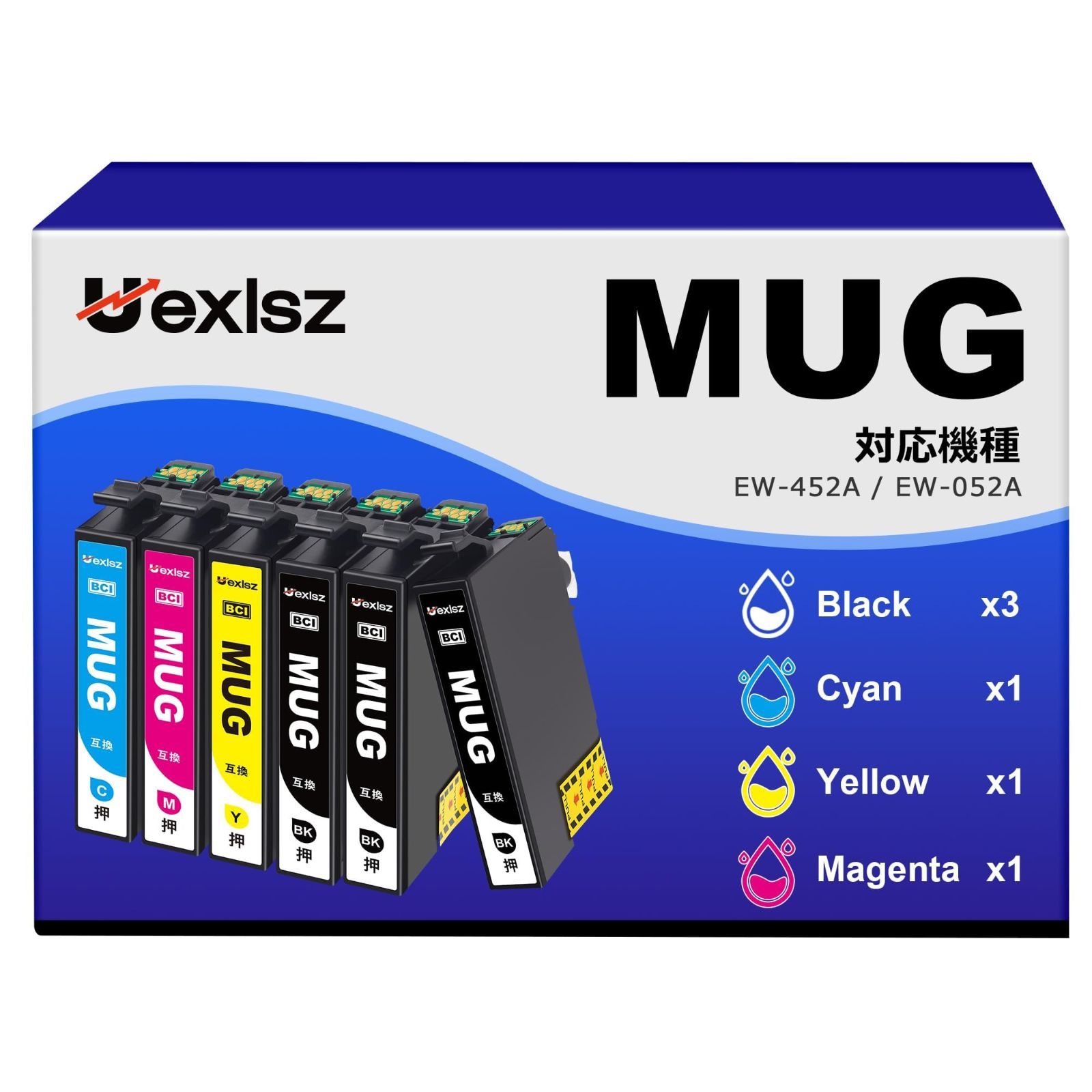 MUG 4色 + エプソン対応 MUG-BK 黒*2（合計6本セット） Epson対応 インク EW-452A インク インク Epson用 ...