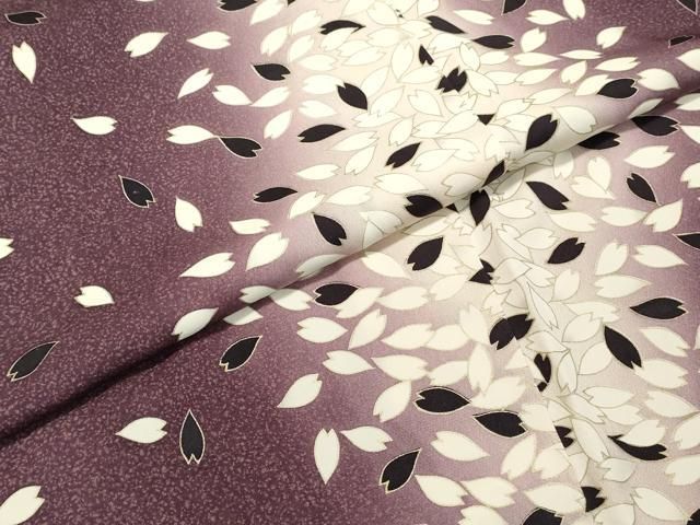 平和屋着物●伝統工芸士　山本富男　訪問着　舞桜文　暈し染め　正絹　逸品　DAAK0977ud 平和屋着物○伝統工芸士 山本富男 訪問着 舞桜文 暈し染め 正絹 逸品