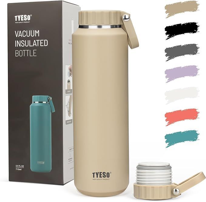 TYESO 水筒 710ml 大容量 ステンレスボトル 真空断熱 二重構造 広口 超保温保冷 マグボトル スポーツボトル 直飲み ハンドル付き 7色 - メルカリ